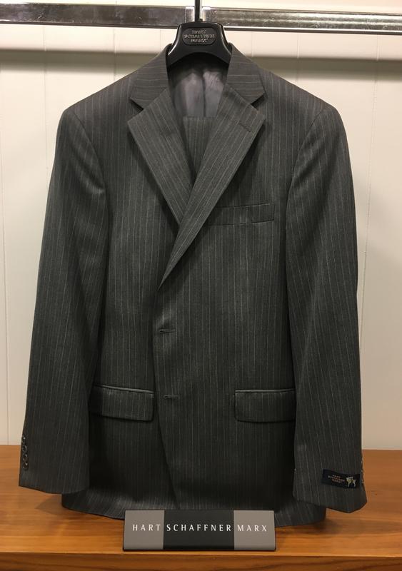 Hart Schaffner Marx Grey Striped Chicago Fit Suit