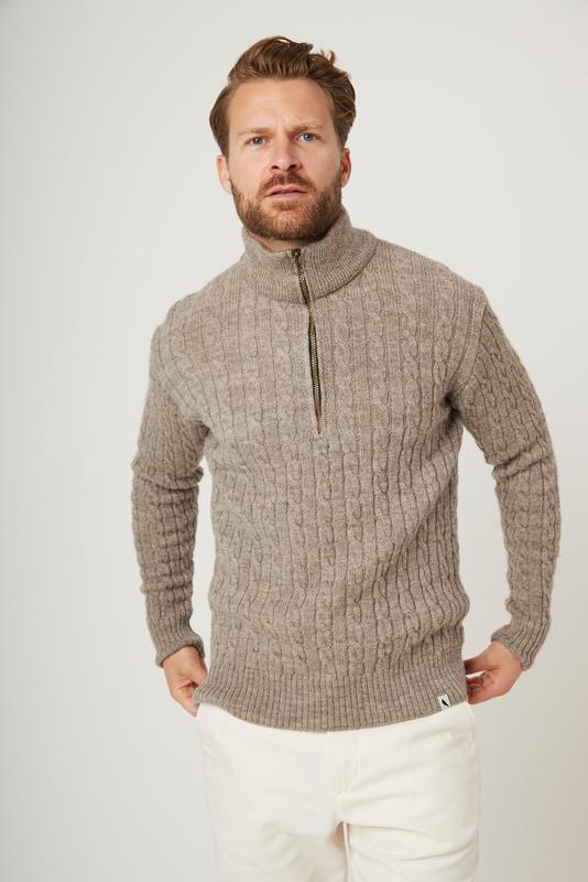 Peregrine Men's Cable Zip Neck Jumper
